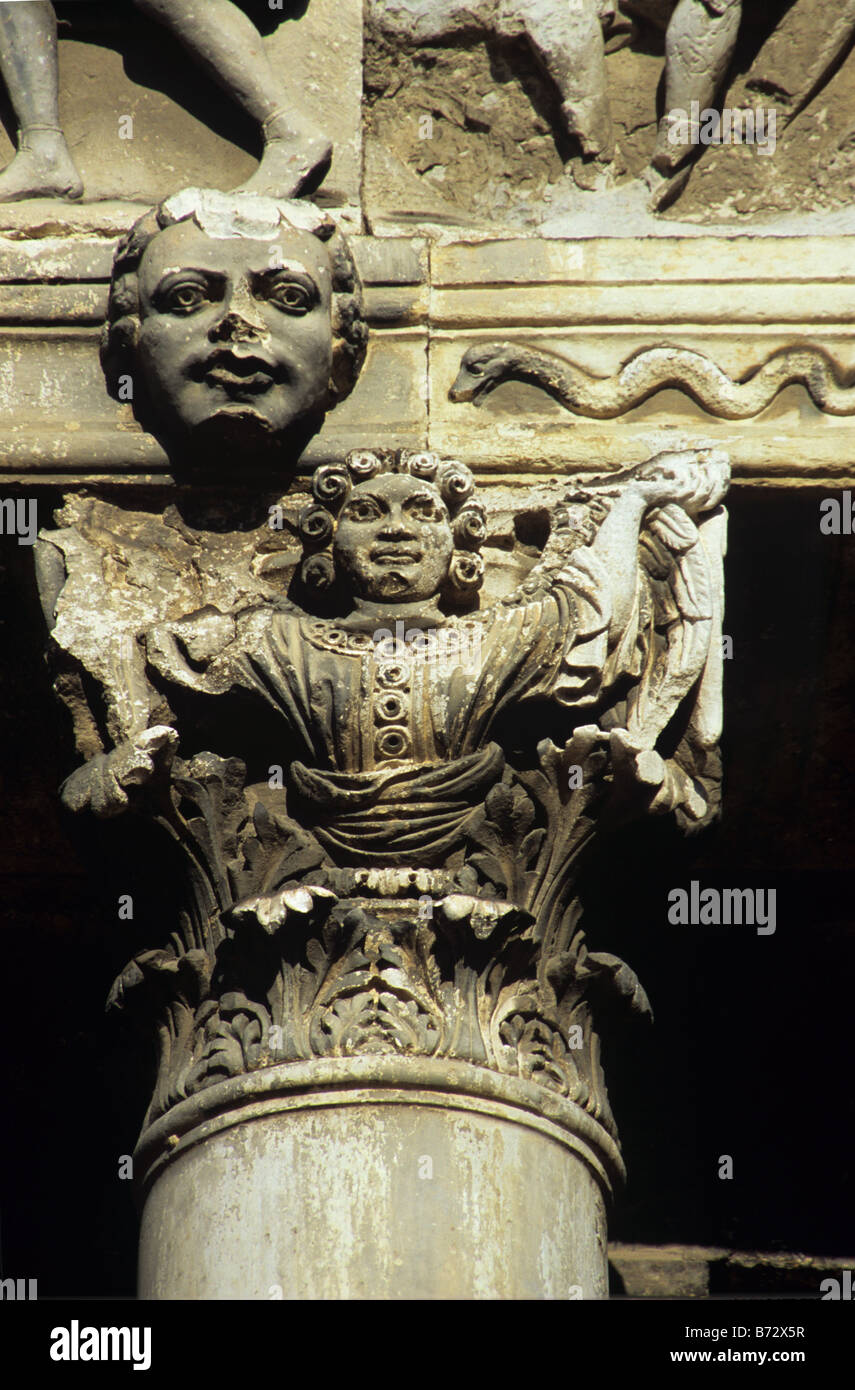 Column Detail with Snake of the c12th-13th Romanesque Abbey of Saint ...
