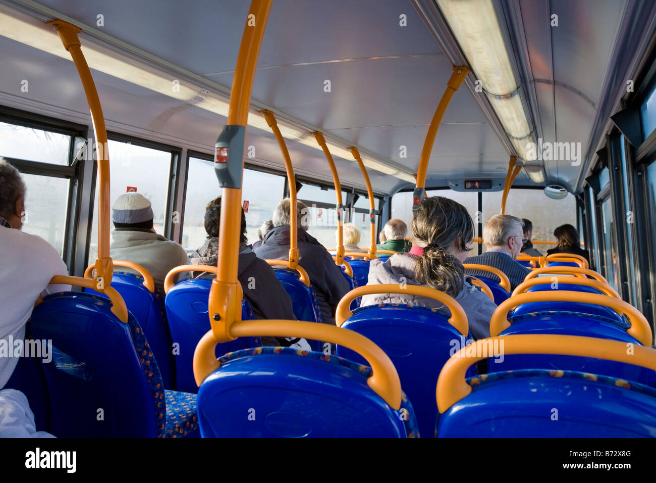 Passengers on a bus in Kendal UK Stock Photo - Alamy