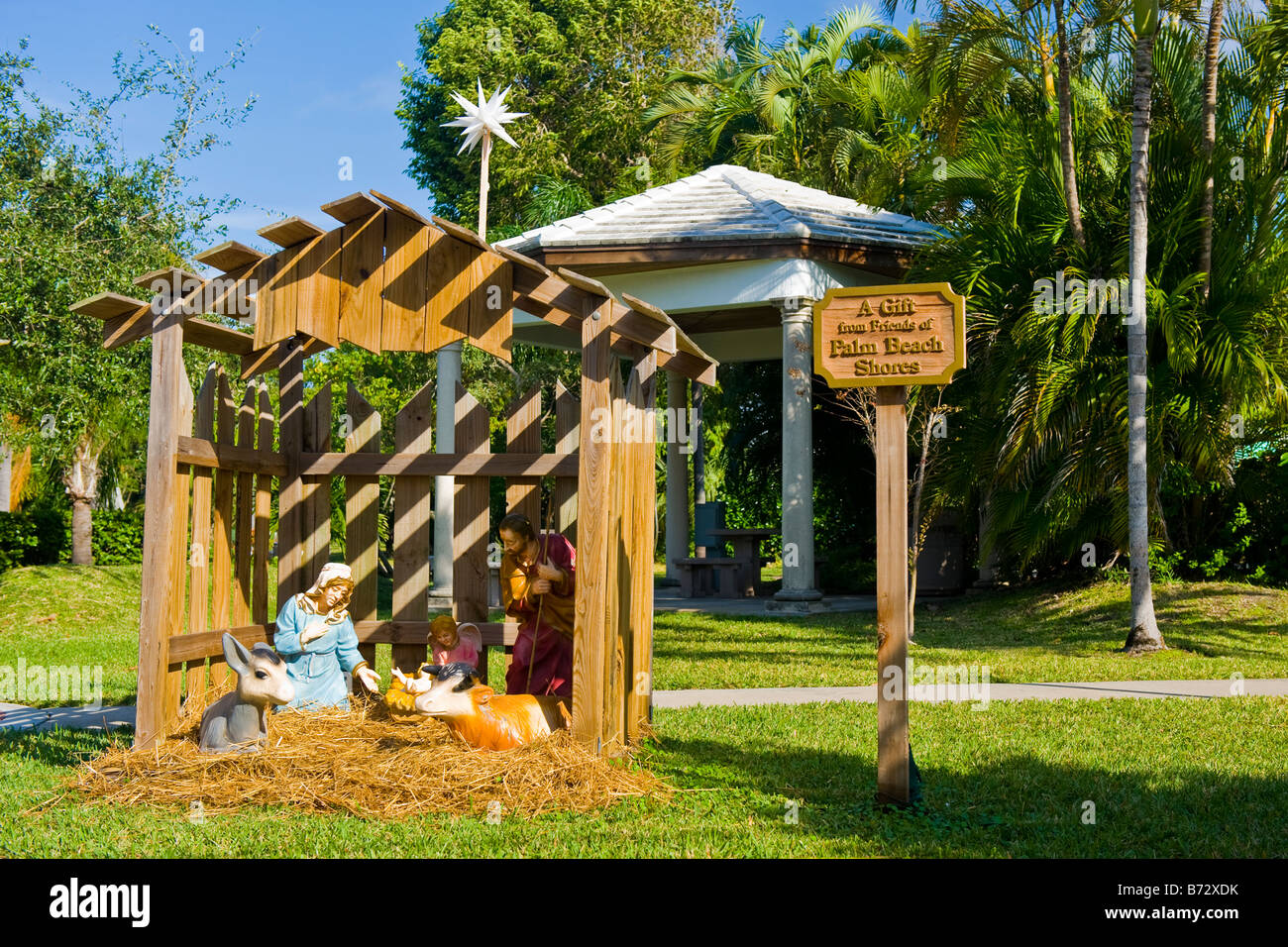 Palm Beach Shores Town Hall , Christmas nativity scene in gardens ...