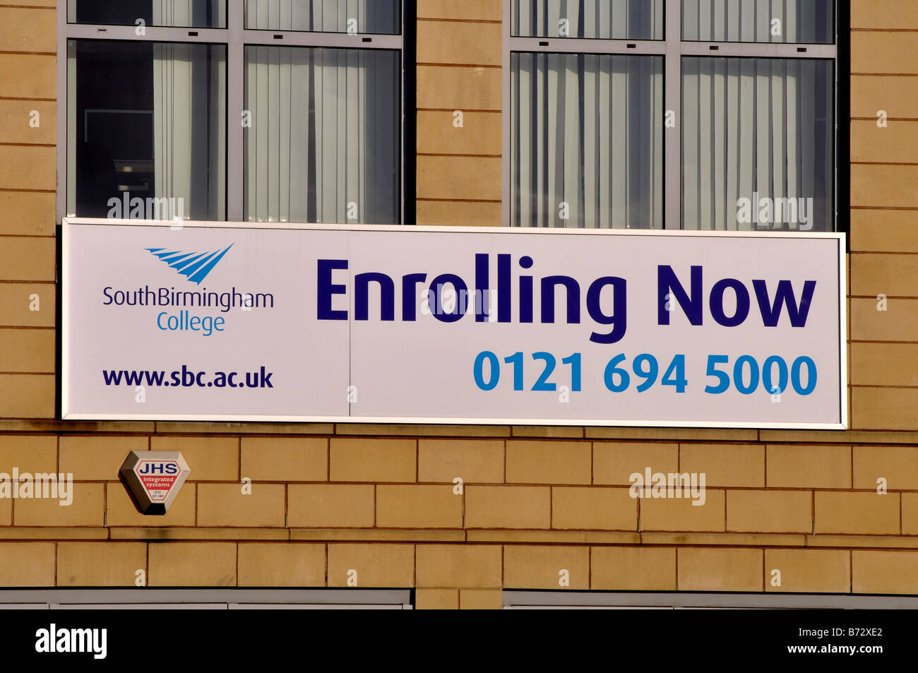 Enrolling Now sign at South Birmingham College, Digbeth, Birmingham ...