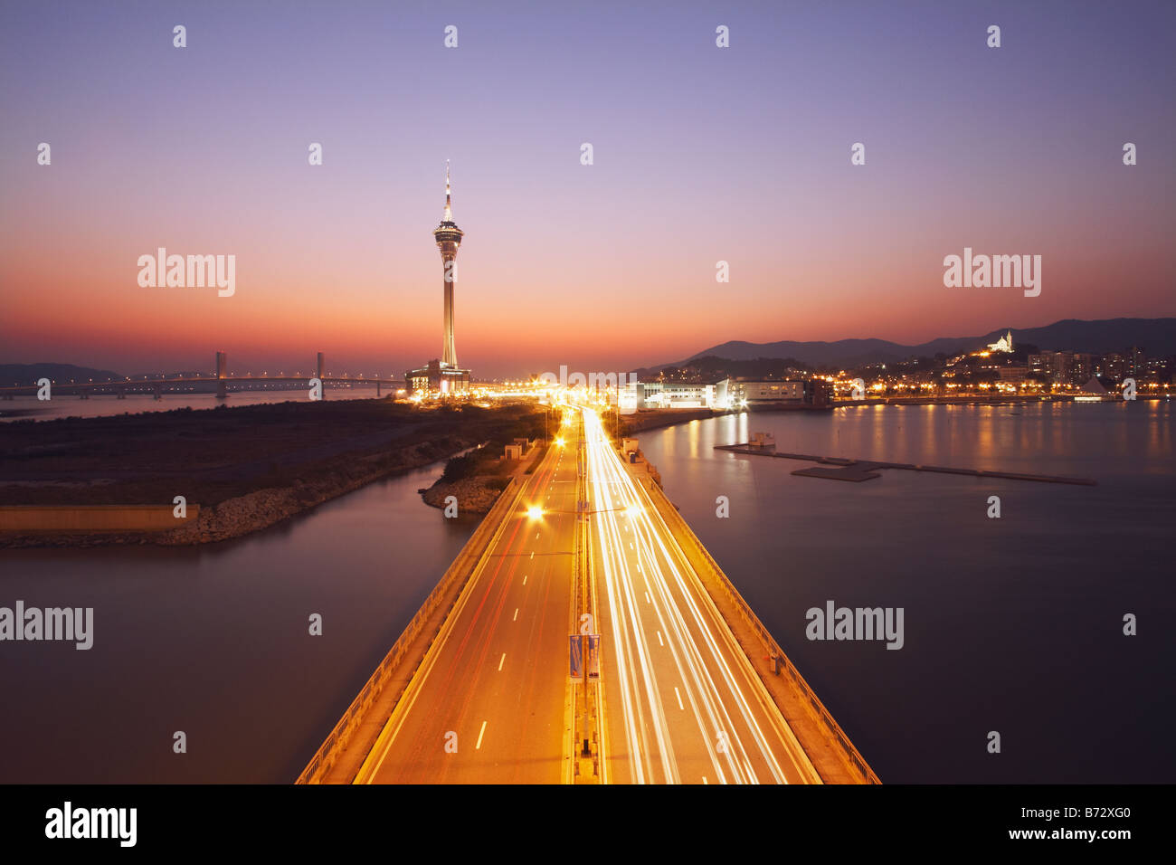 Macau Tower At Sunset Stock Photo - Alamy