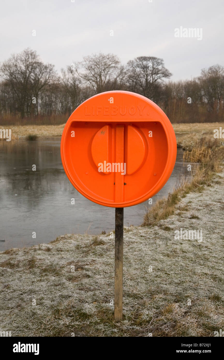 A life buoy holder stands empty in Herrington Country Park in ...
