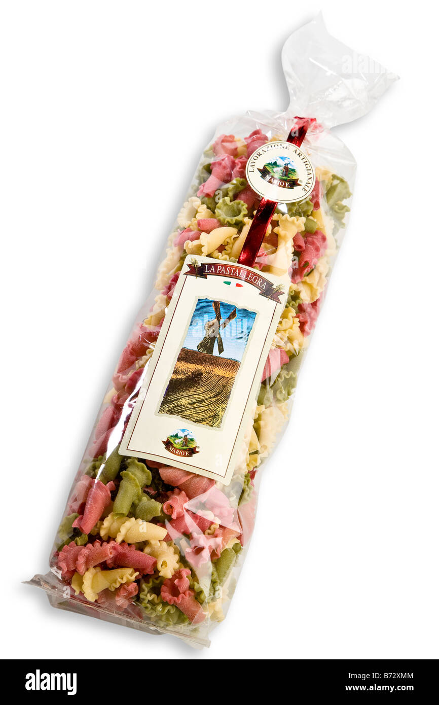Three coloured pasta package Stock Photo - Alamy