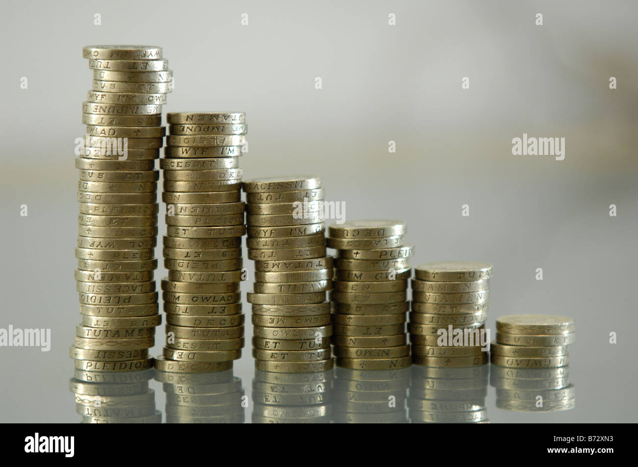 pound coins stacked up Stock Photo - Alamy
