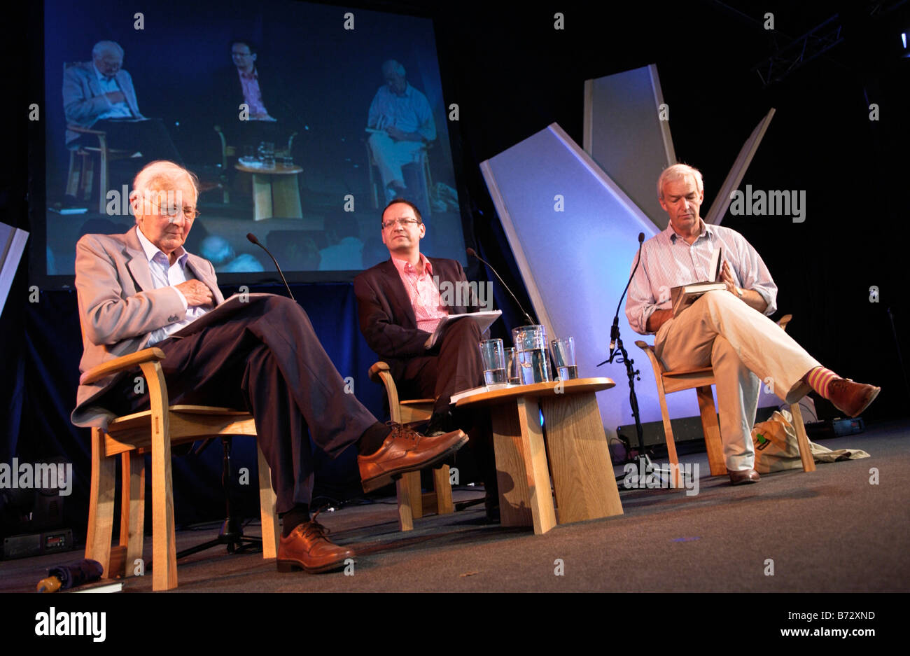(l-r) Robert Hinde Philippe Sands and Jon Snow pictured in discussion ...