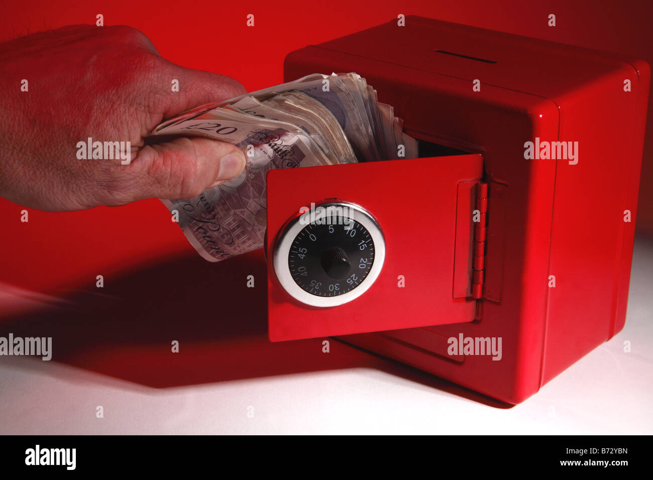 red safe cash money combination credit crunch keeping box bank saving ...
