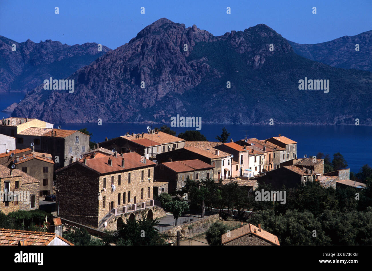 View over the Village of Piana, with the Calanches de Piana, a natural ...