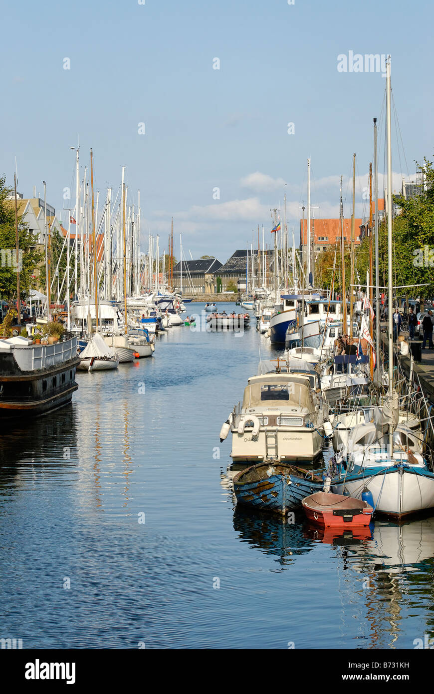 Boats moors at Christianshavns Channel Copenhagen Denmark Stock Photo ...