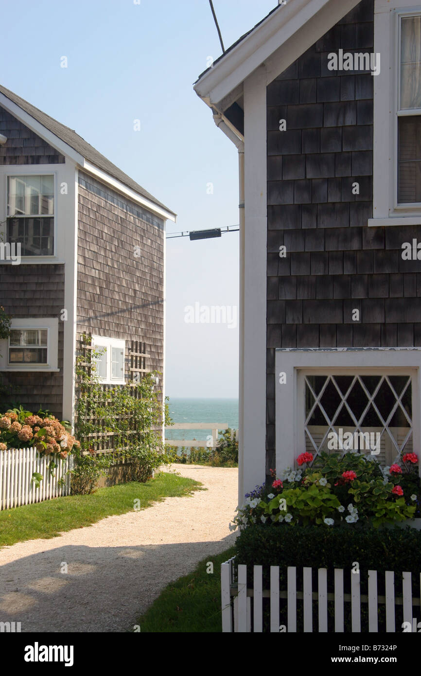 Ocean view cottages in Sconset Nantucket USA Stock Photo - Alamy