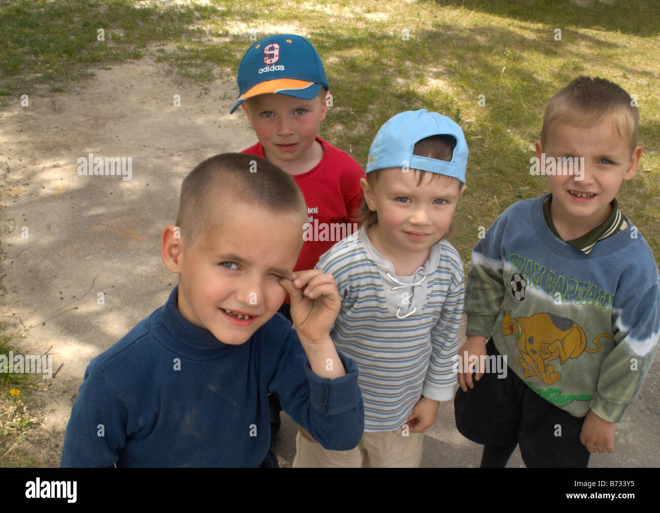 Orphans playing outside an orphanage in Ukraine Stock Photo - Alamy