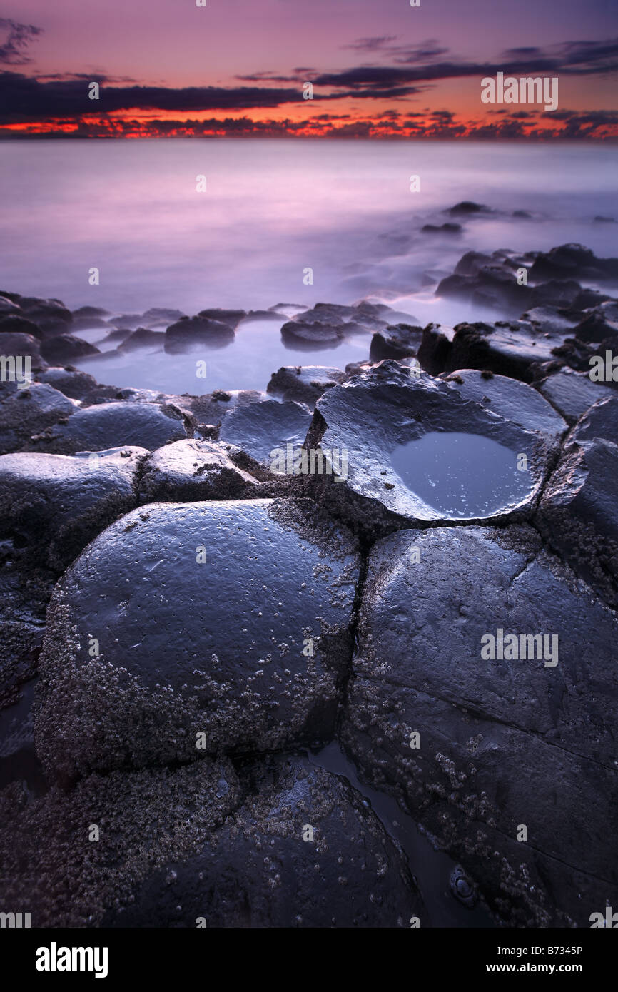 Sunset irish scene in Giant's Causeway, Northern Ireland Stock Photo ...