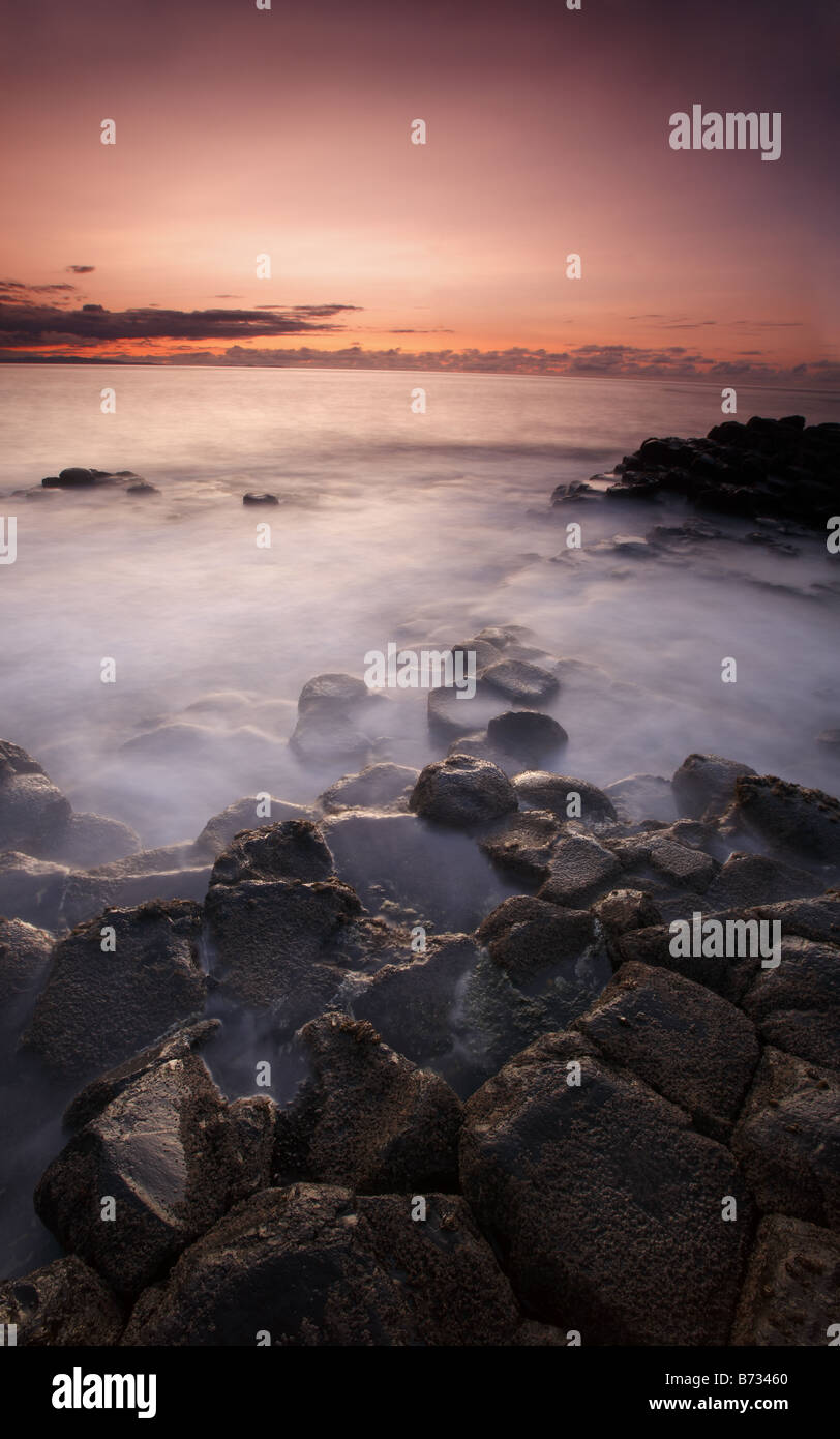 Sunset irish scene in Giant's Causeway, Northern Ireland Stock Photo ...