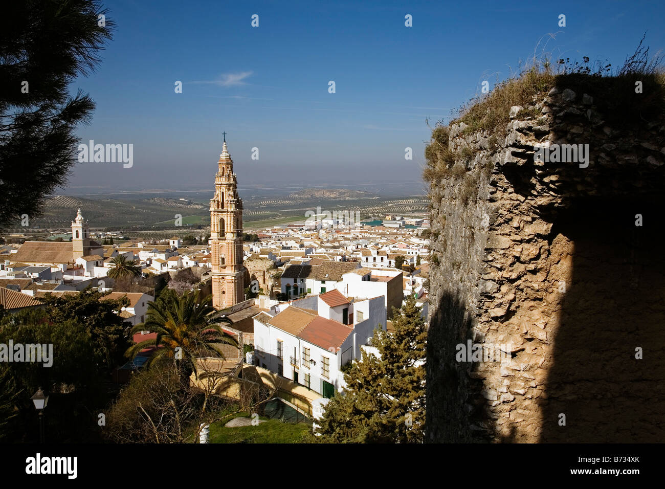 arabic wall victoria tower and panoramic view of estepa sevilla ...
