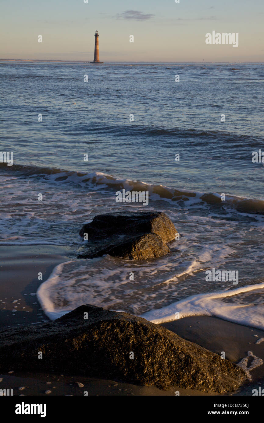 Morris Island Lighthouse as seen from the tip of Folly Beach in ...