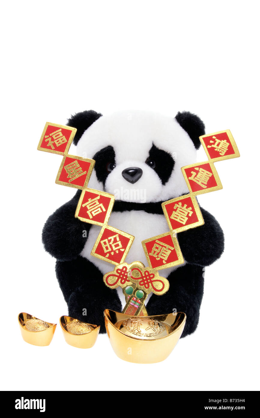 Toy Panda with Chinese New Year Decorations Stock Photo - Alamy