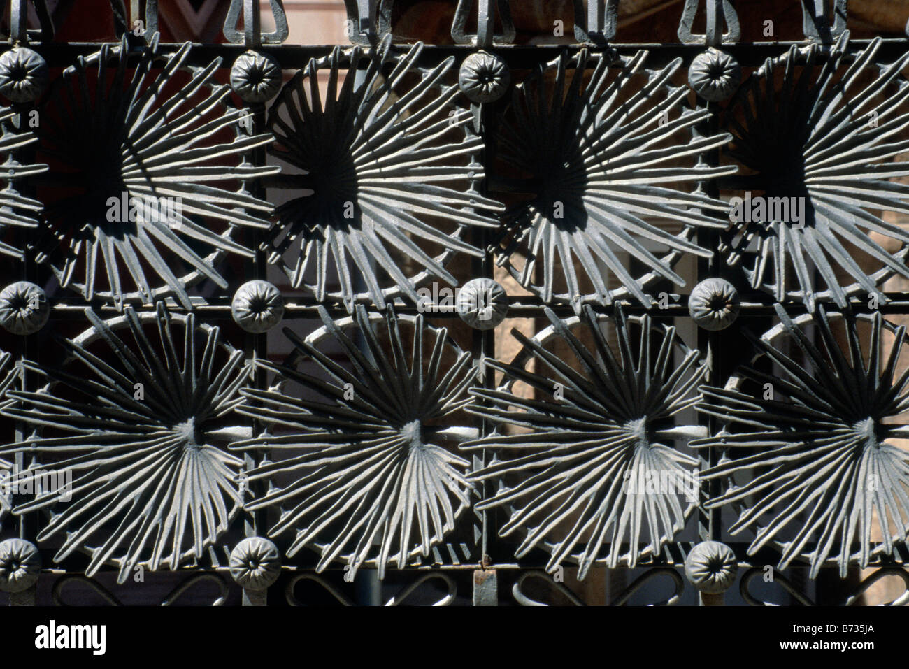 Parc Guell Architect Gaudi Wrought iron fencing Round shapes spokes ...