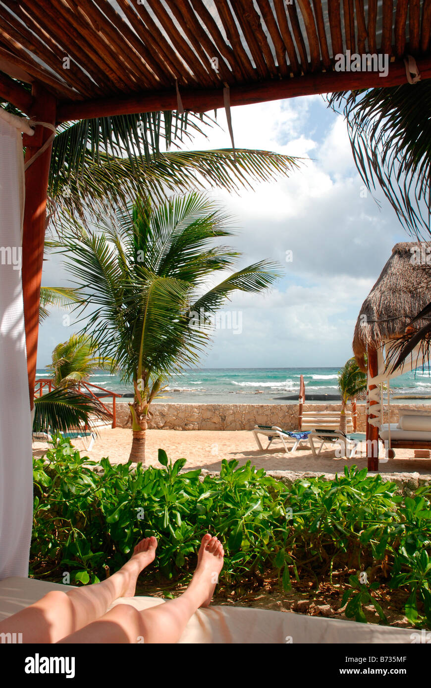 Relaxing in a resort at Riviera Maya near Cancun Mexico Stock Photo - Alamy