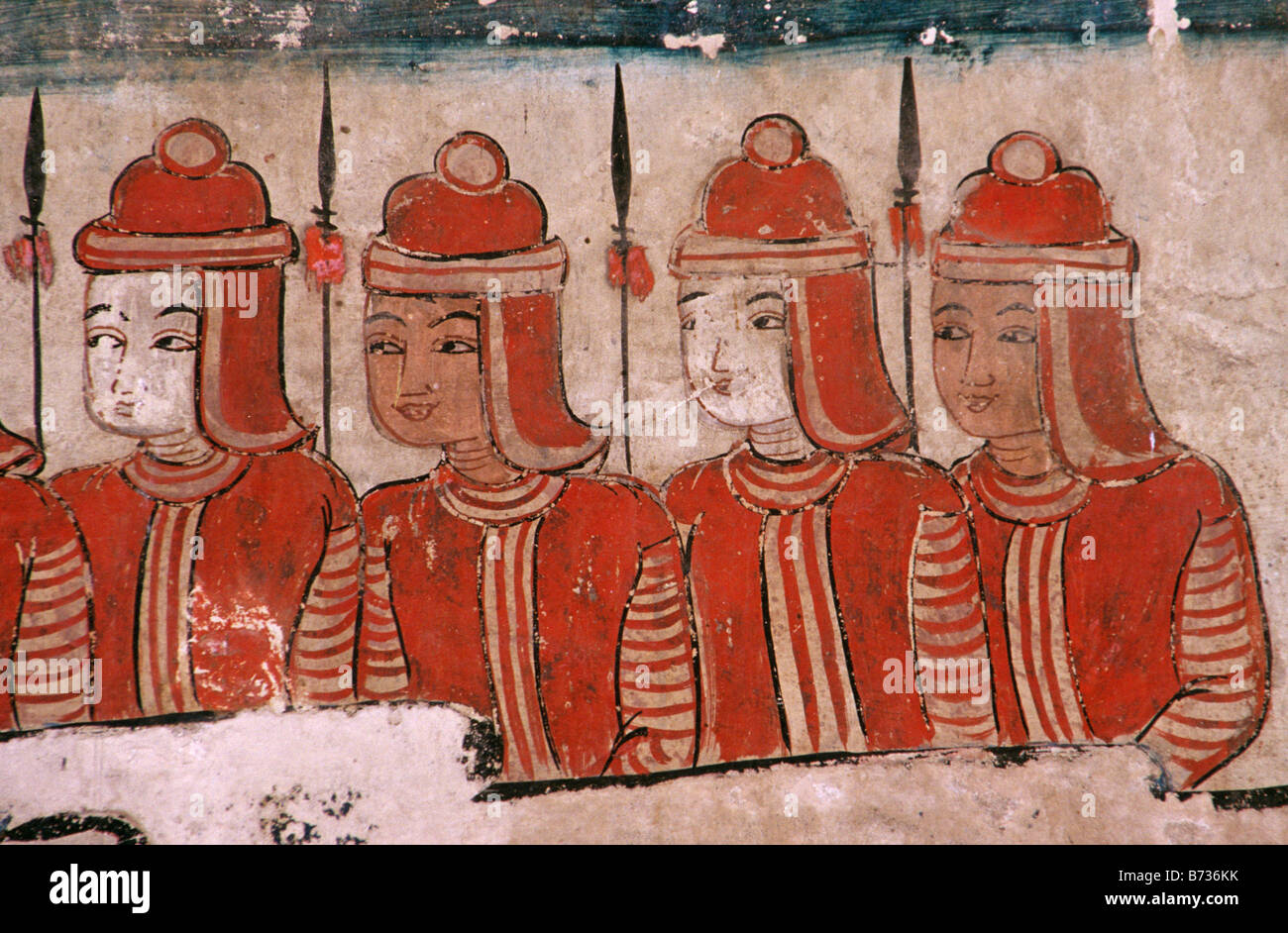 Royal Thai Soldiers Depicted in a Thai Mural or Wall Painting (c1870 ...