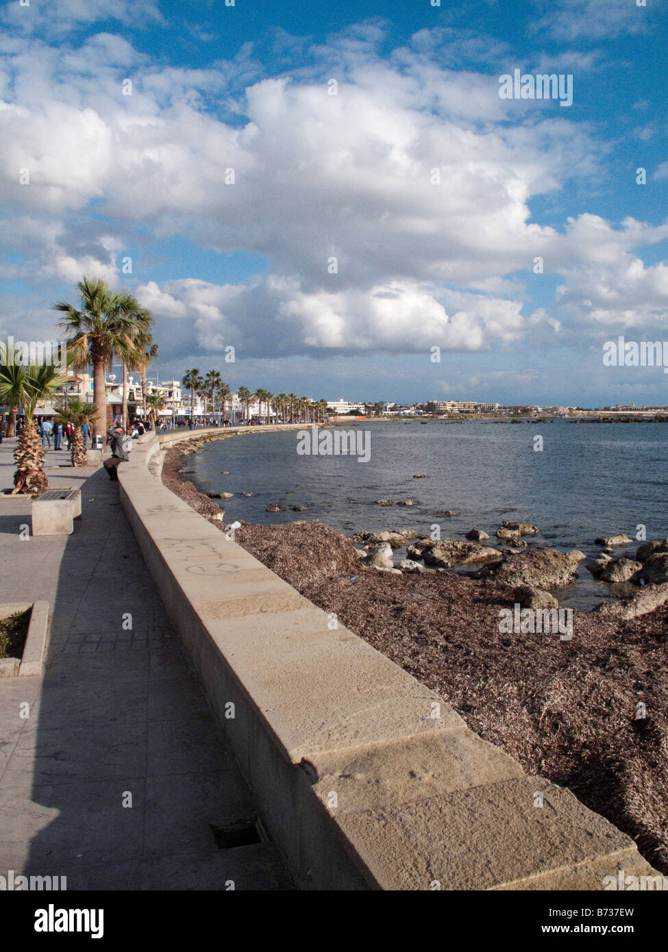 Paphos seafront and harbour wall, Cyprus Stock Photo - Alamy
