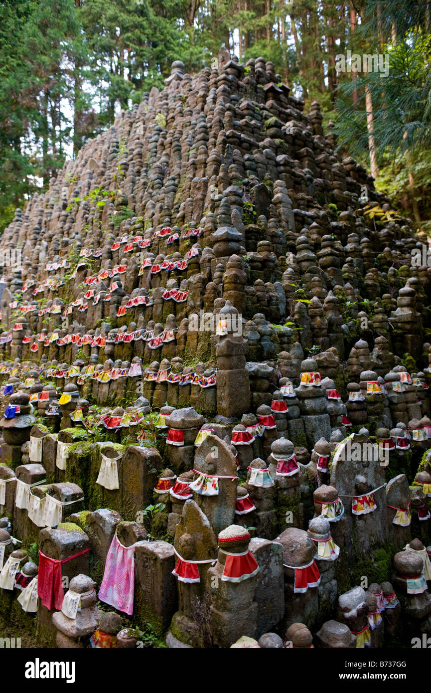A pile of Jizo Statues in Okunoin Cemetery on Mount Koya in Koyasan ...