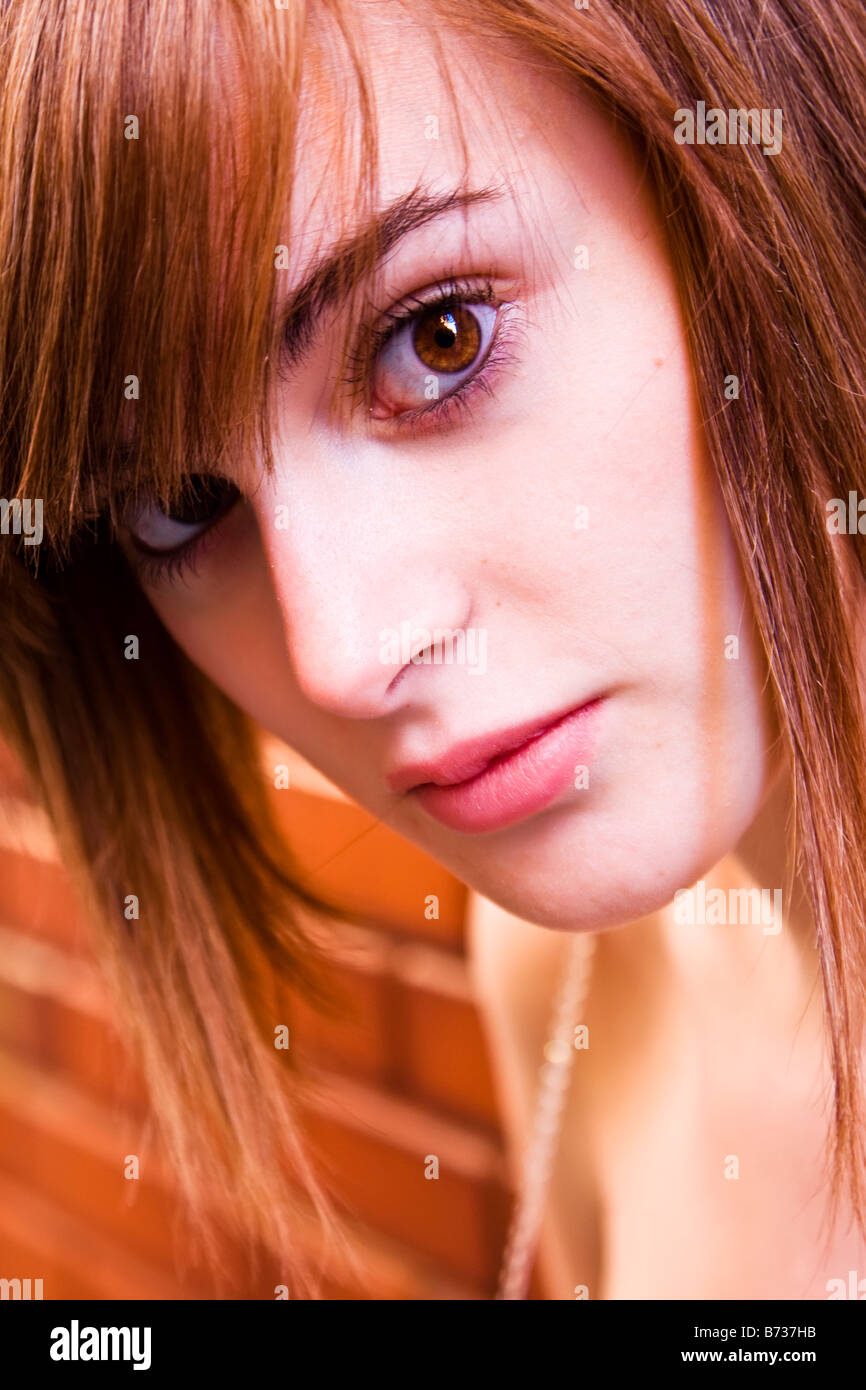 Beautiful blond portrait staring at camera Stock Photo - Alamy