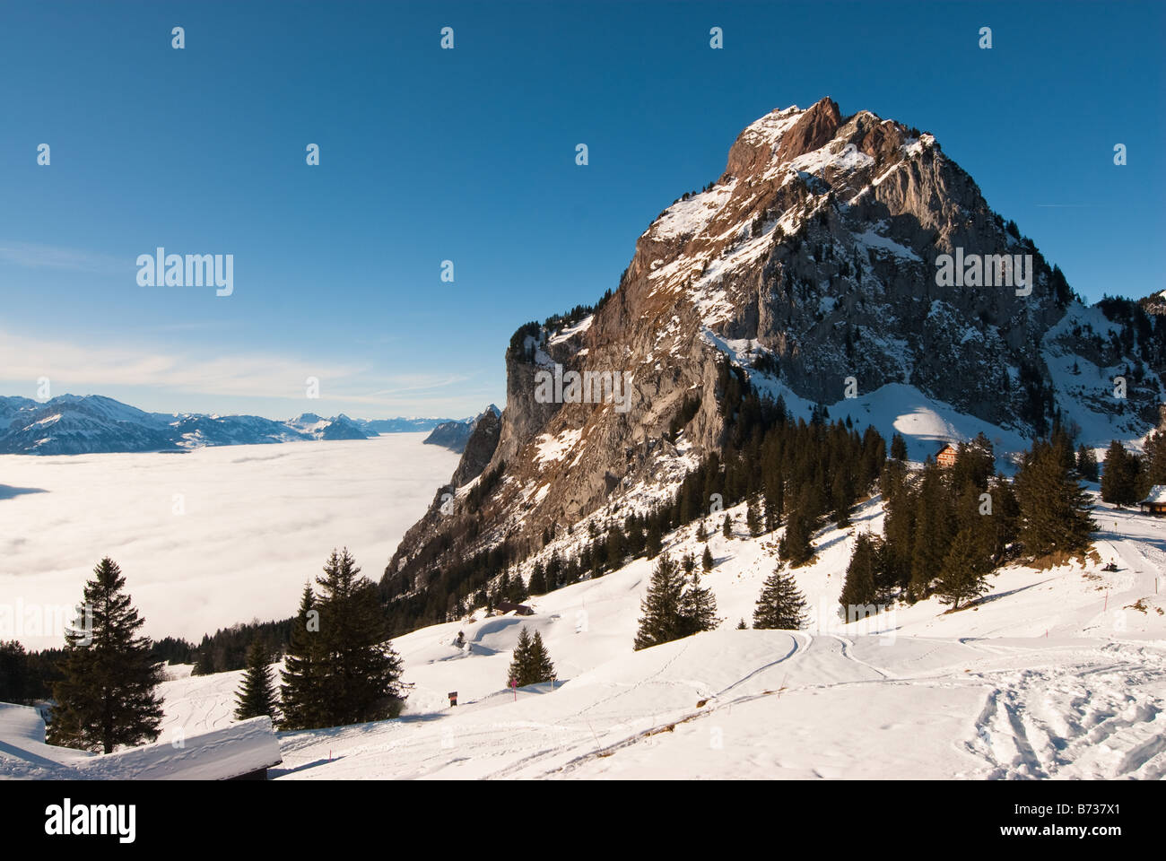 Grosser Mythen Mountain In Switzerland High Resolution Stock ...
