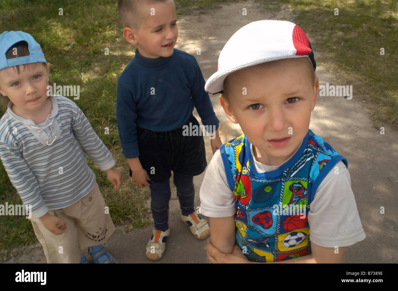 Orphans playing outside an orphanage in Ukraine Stock Photo - Alamy