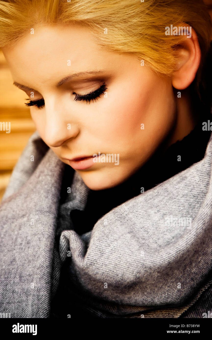 Young sad beautiful woman portrait Stock Photo - Alamy