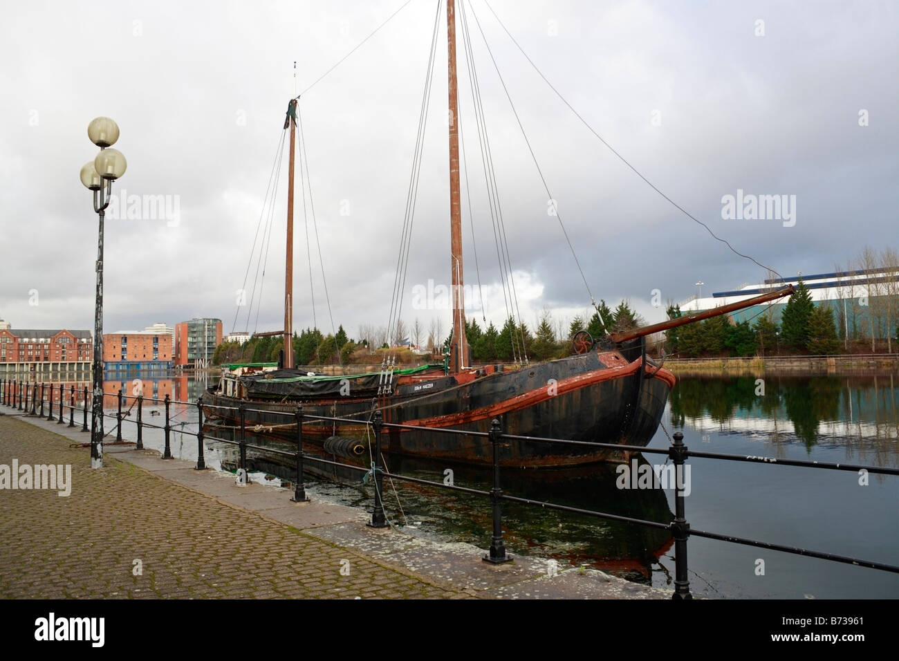 The old derelict coastal sailing barge Eben Haezer moored by The Wharf ...