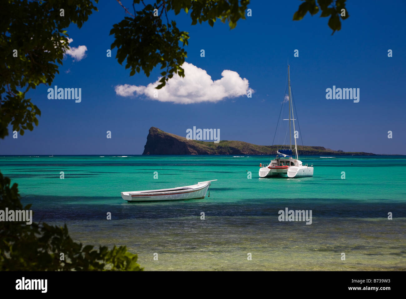 Island of Coin de Mire also known as Gunners Quoin off Mauritius near ...