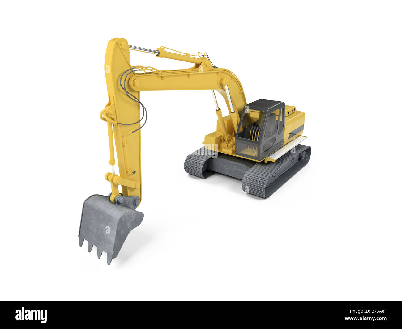 isolated excavator over white Stock Photo - Alamy