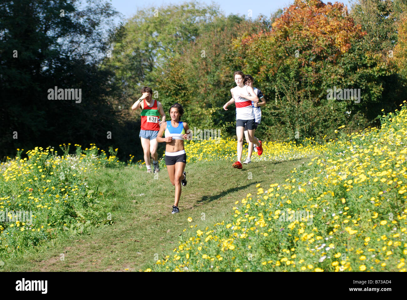 Cross country race Newbridge Fields Bridgend Mid Glamorgan South Wales ...