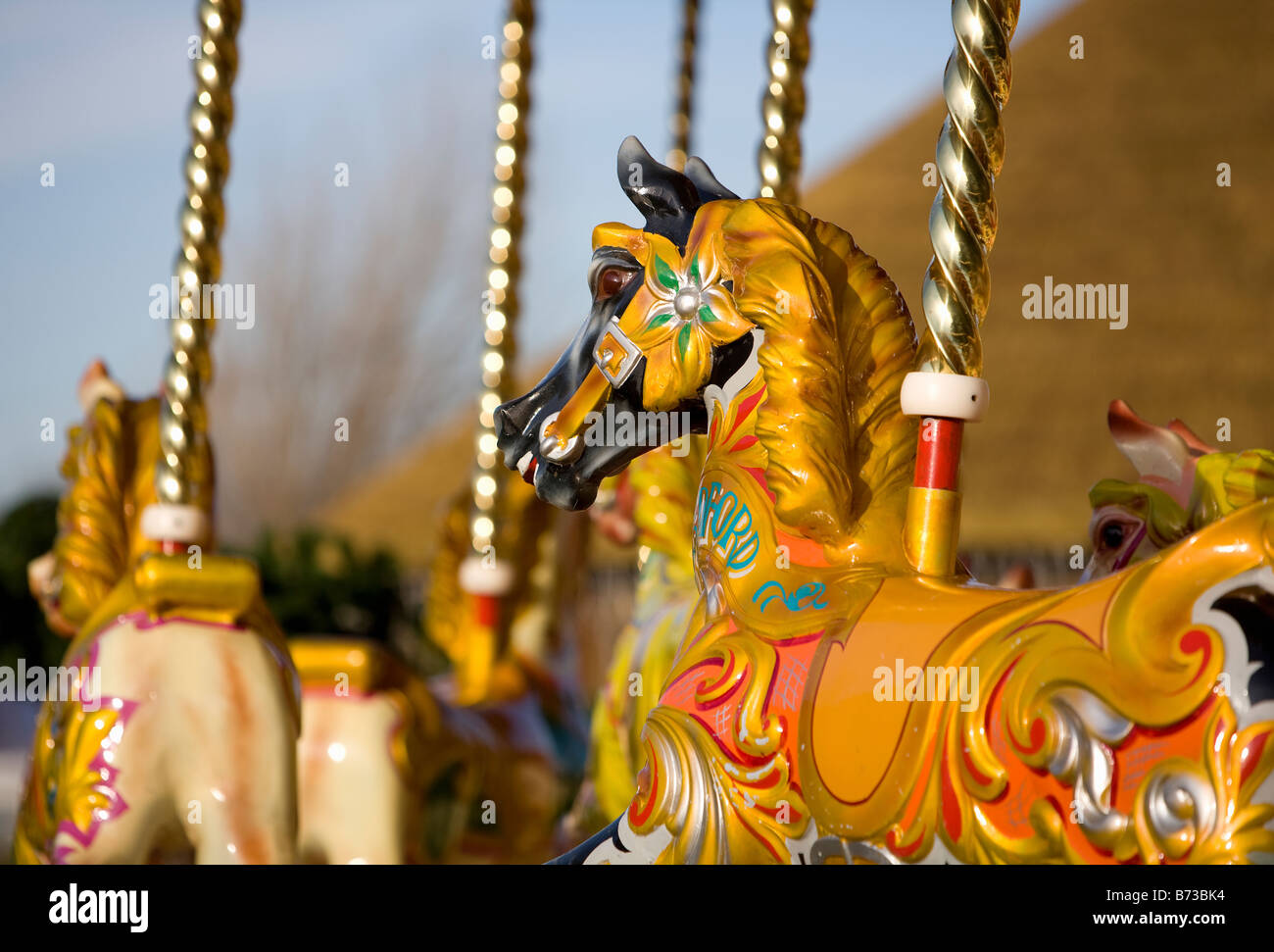 fairground carnival carousel ride horses Stock Photo - Alamy