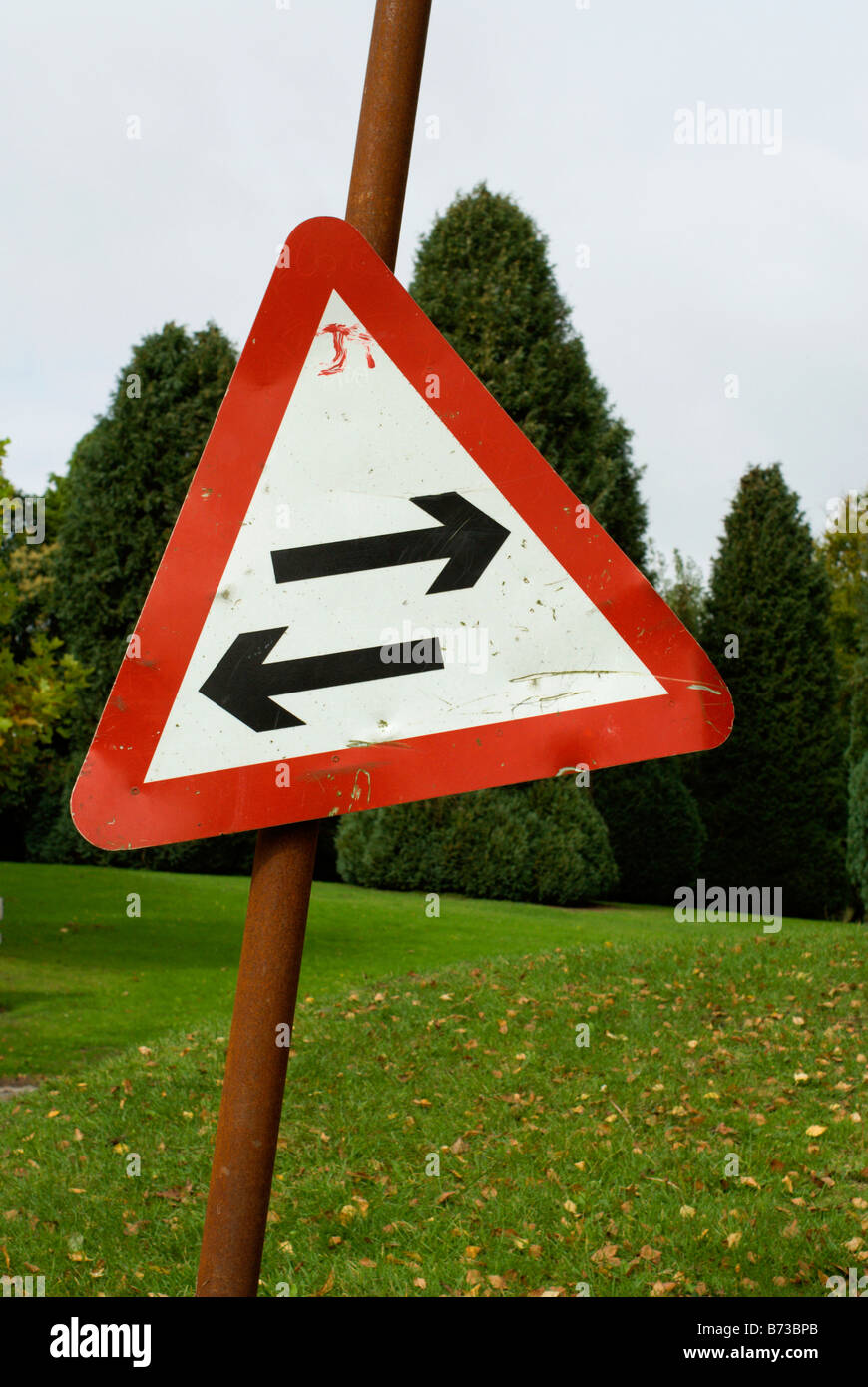 Road traffic sign two arrows hi-res stock photography and images - Alamy