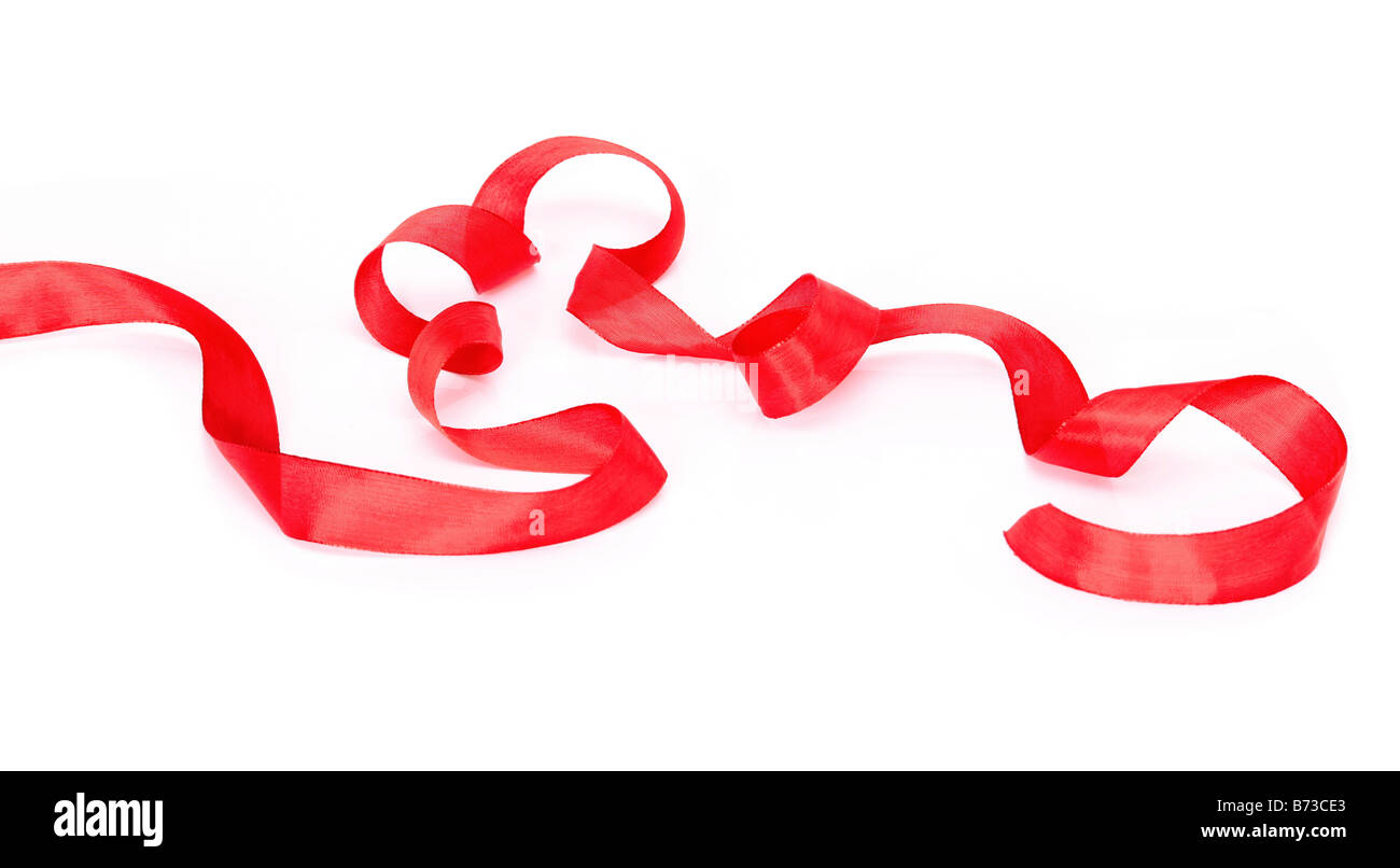 Red ribbon isolated on white background Stock Photo - Alamy
