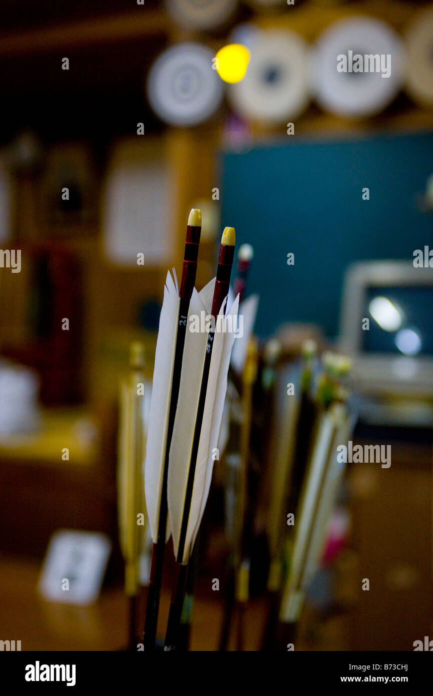 Kyudo arrows in a Dojo in Yudanaka, Japan Stock Photo - Alamy