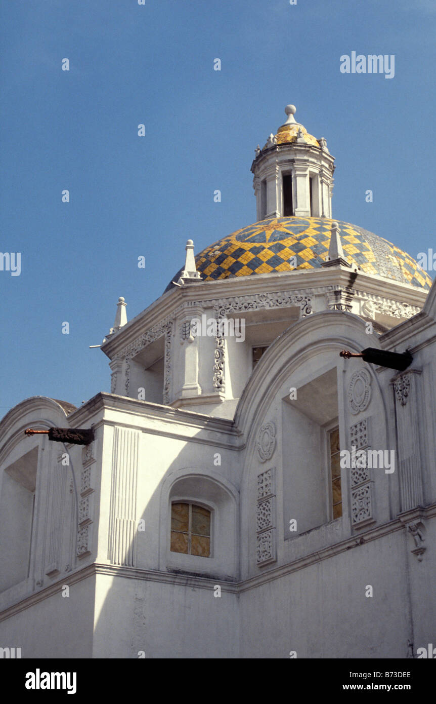 Talavera tiled dome of a Spanish colonial church in the city of Puebla ...