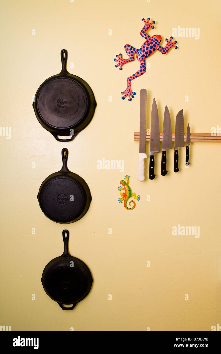 Hanging cast iron pans hi-res stock photography and images - Alamy