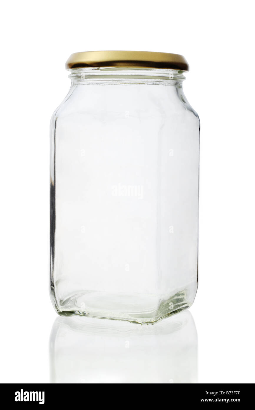 Empty closed glass jar isolated on white background Stock Photo - Alamy