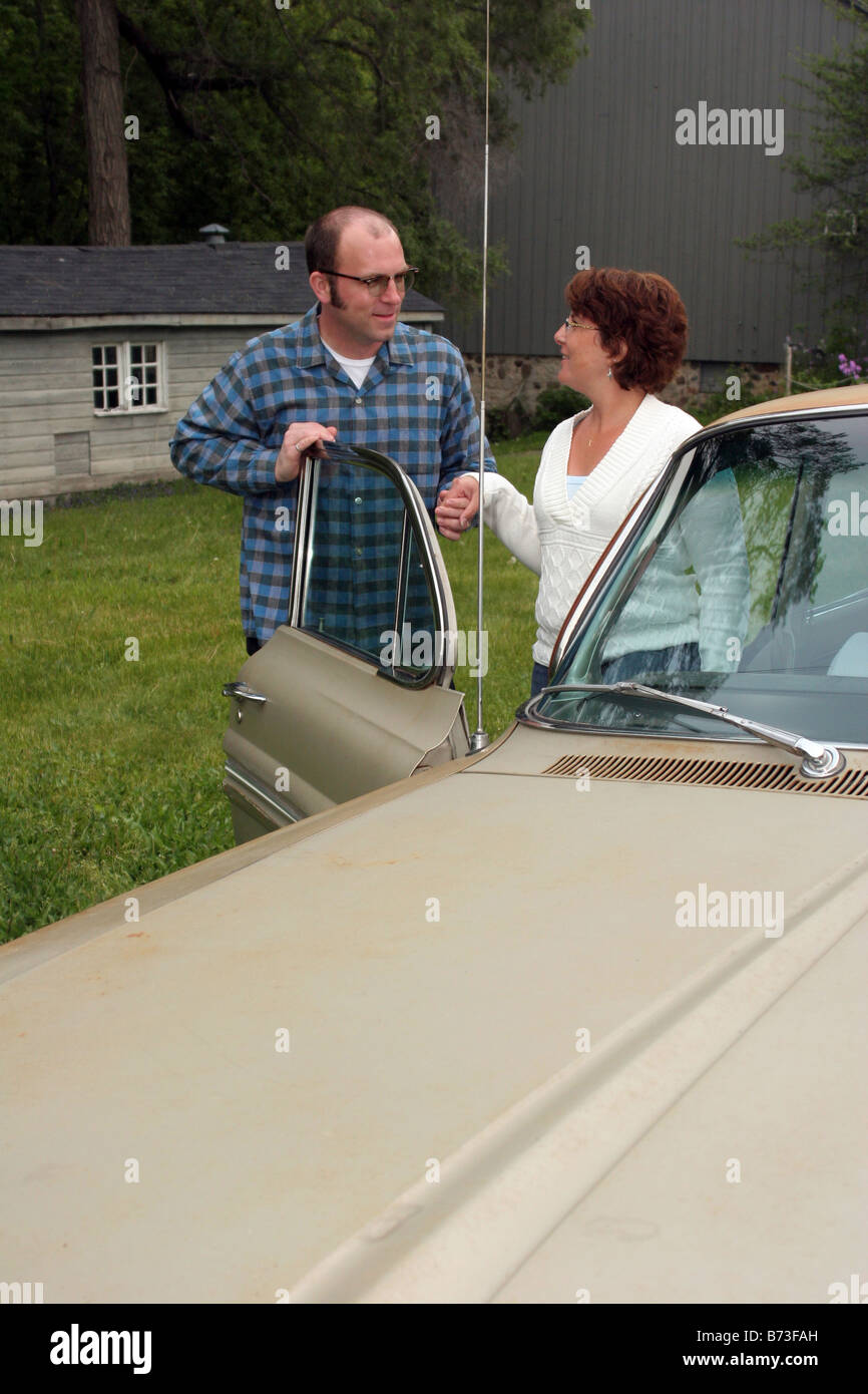 Old man in a vintage car hi-res stock photography and images - Alamy