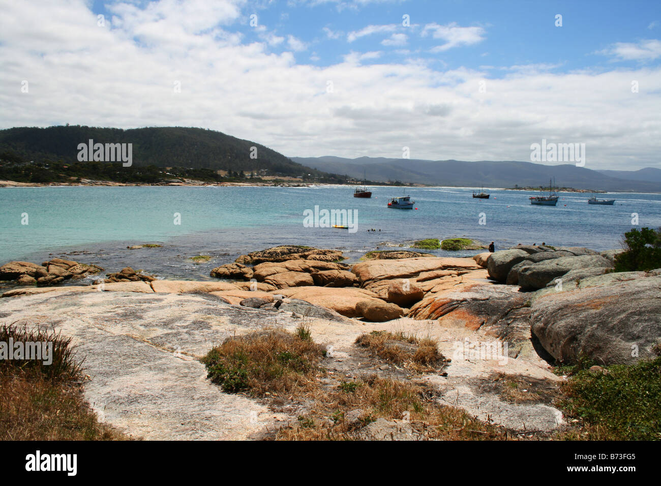 The Bay and harbour at Bicheno Stock Photo - Alamy
