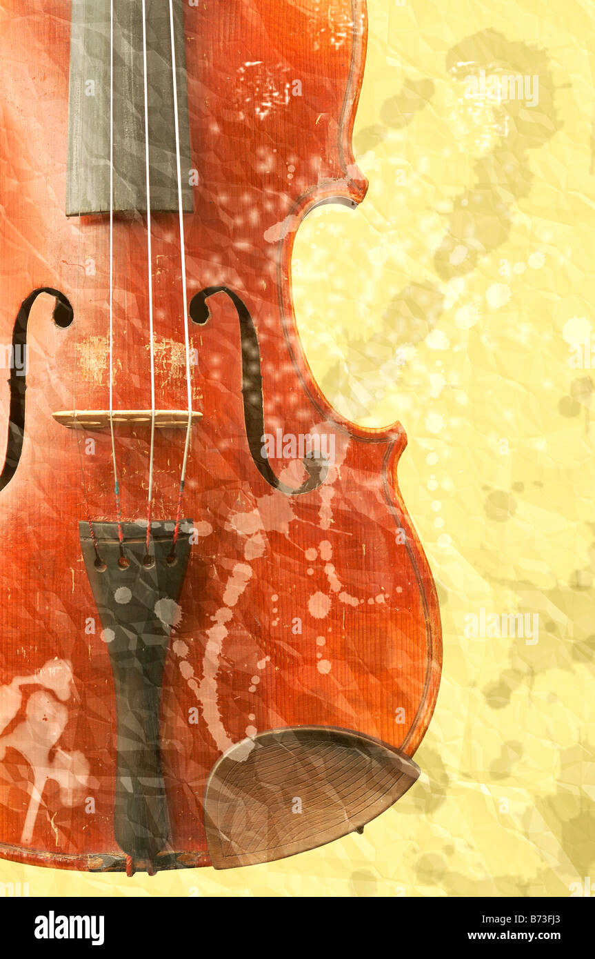 music background with old fiddle in grunge style - classical music ...