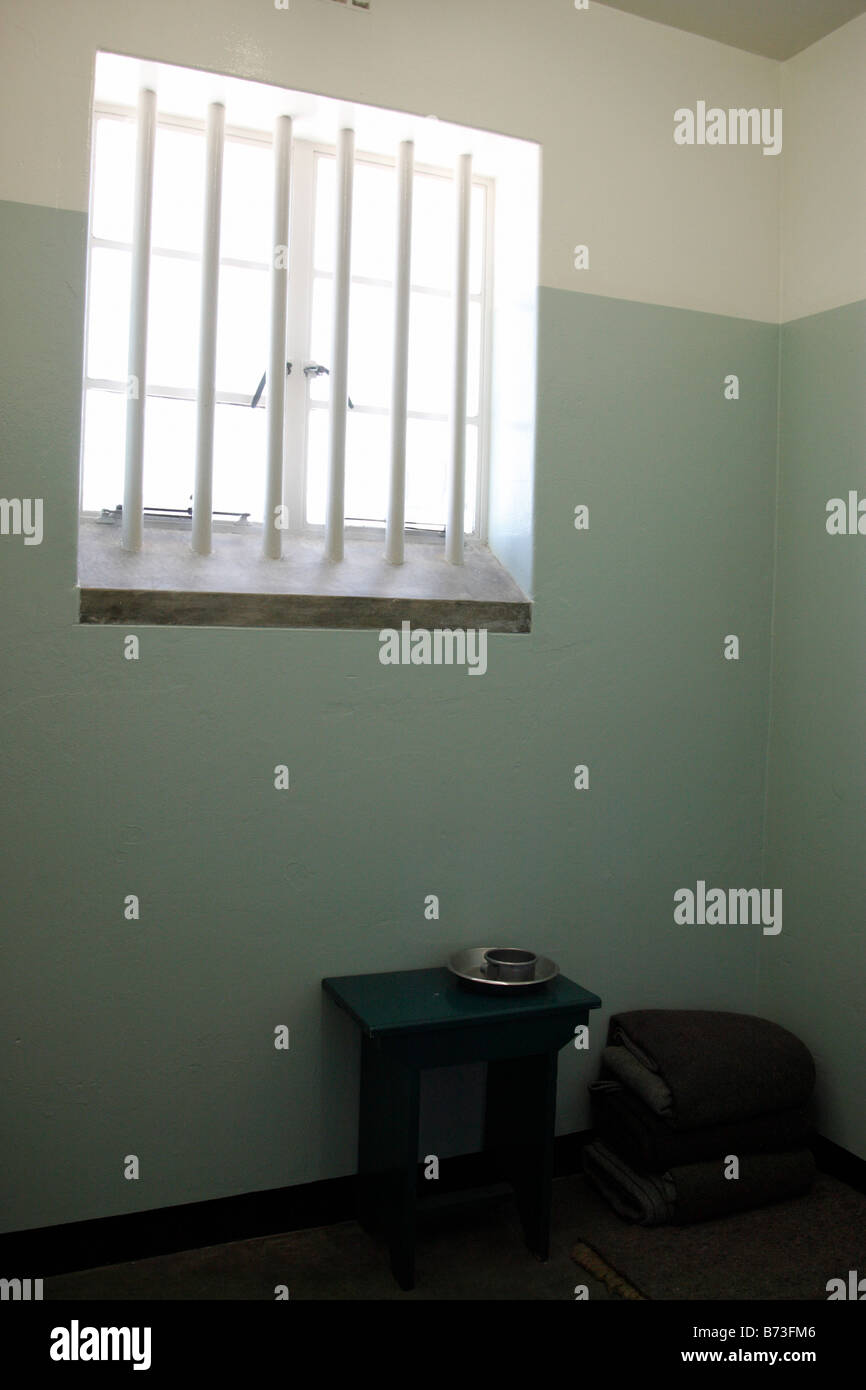 interior of nelson mandela prison cell robben island cape town south ...