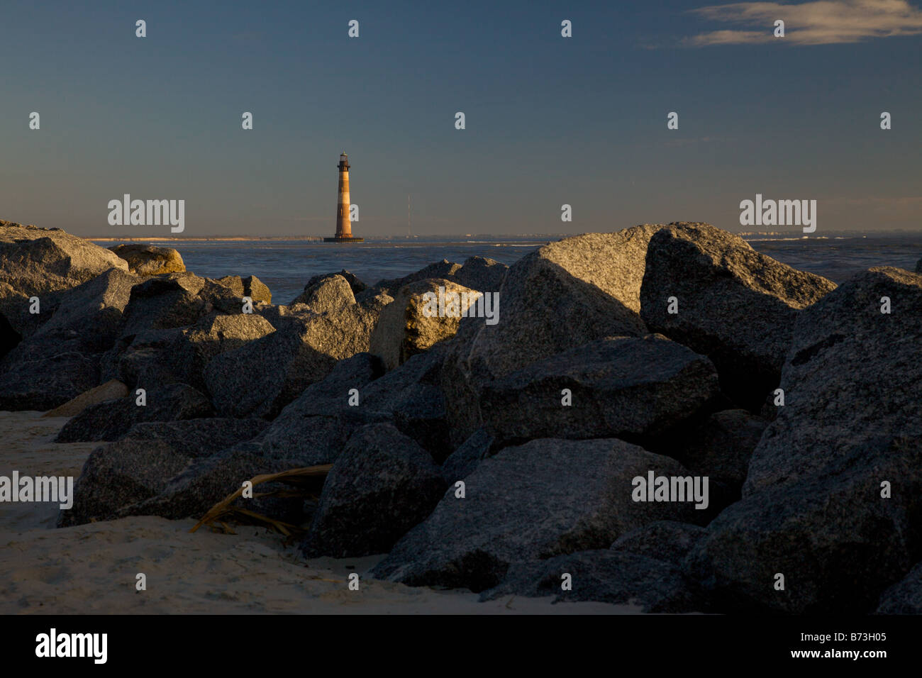 Morris Island Lighthouse as seen from the tip of Folly Beach in ...