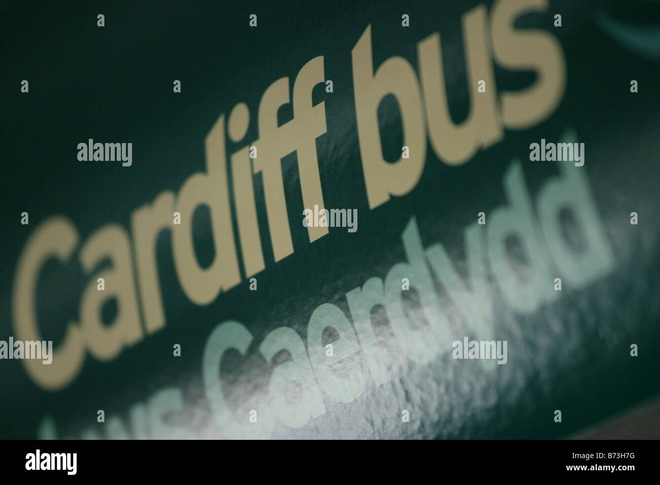 interior sign of a cardiff bendy bus, showing in english and welsh ...