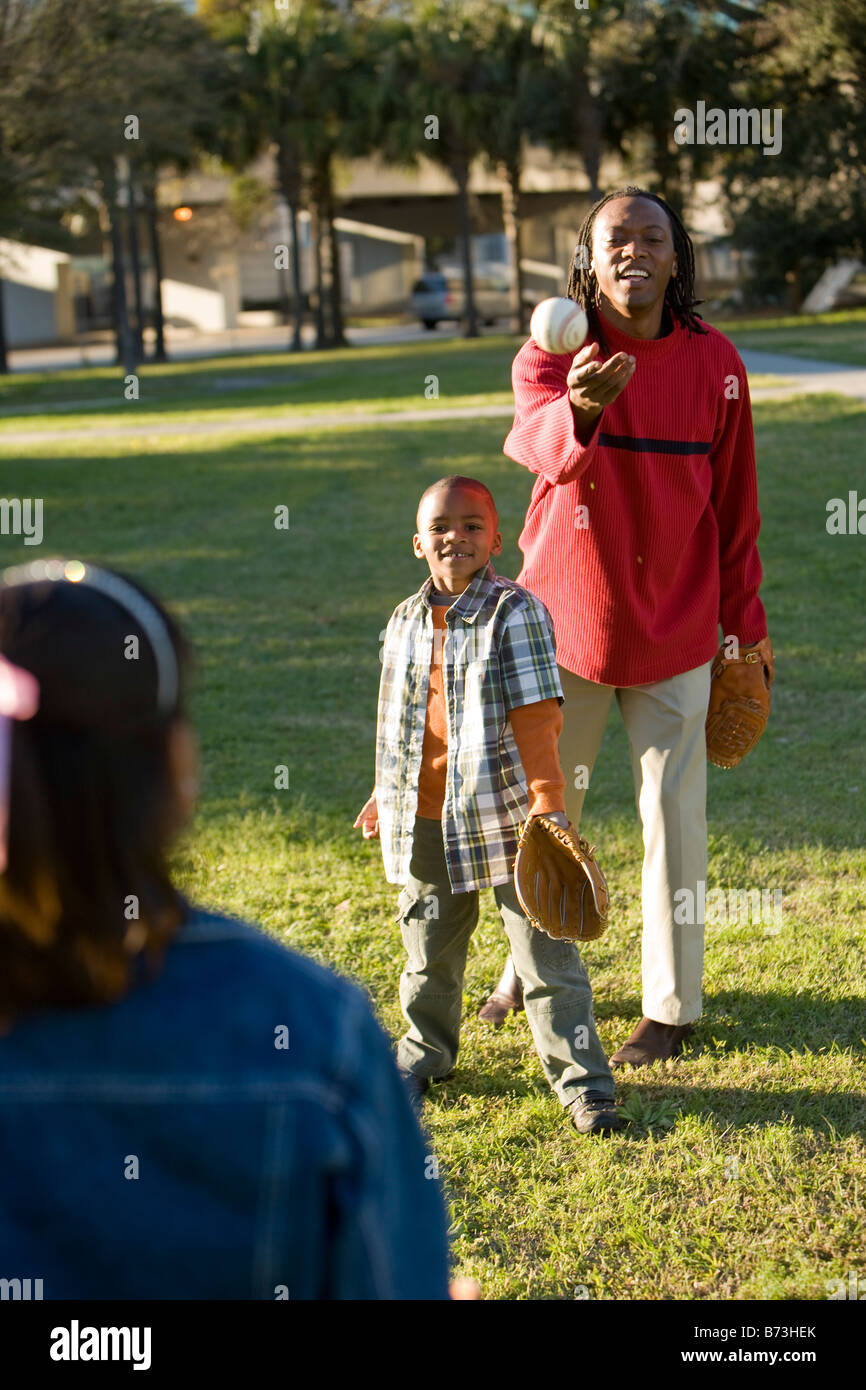 Family Playing Softball
