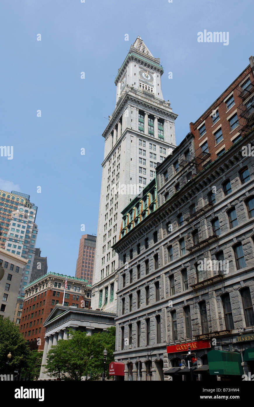Old buildings and Custom House Tower, downtown Boston Stock Photo - Alamy