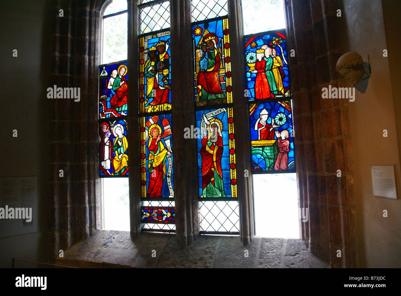 Stained glass religious scenes Cloisters New York City Stock Photo - Alamy