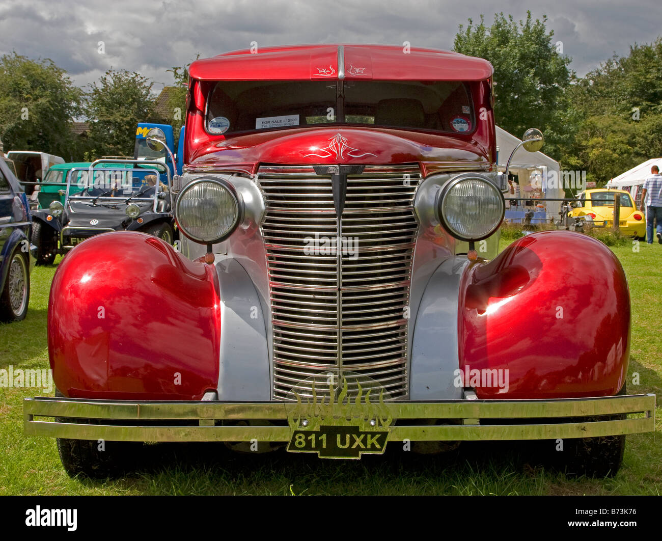 Red classic American car at a show Stock Photo - Alamy