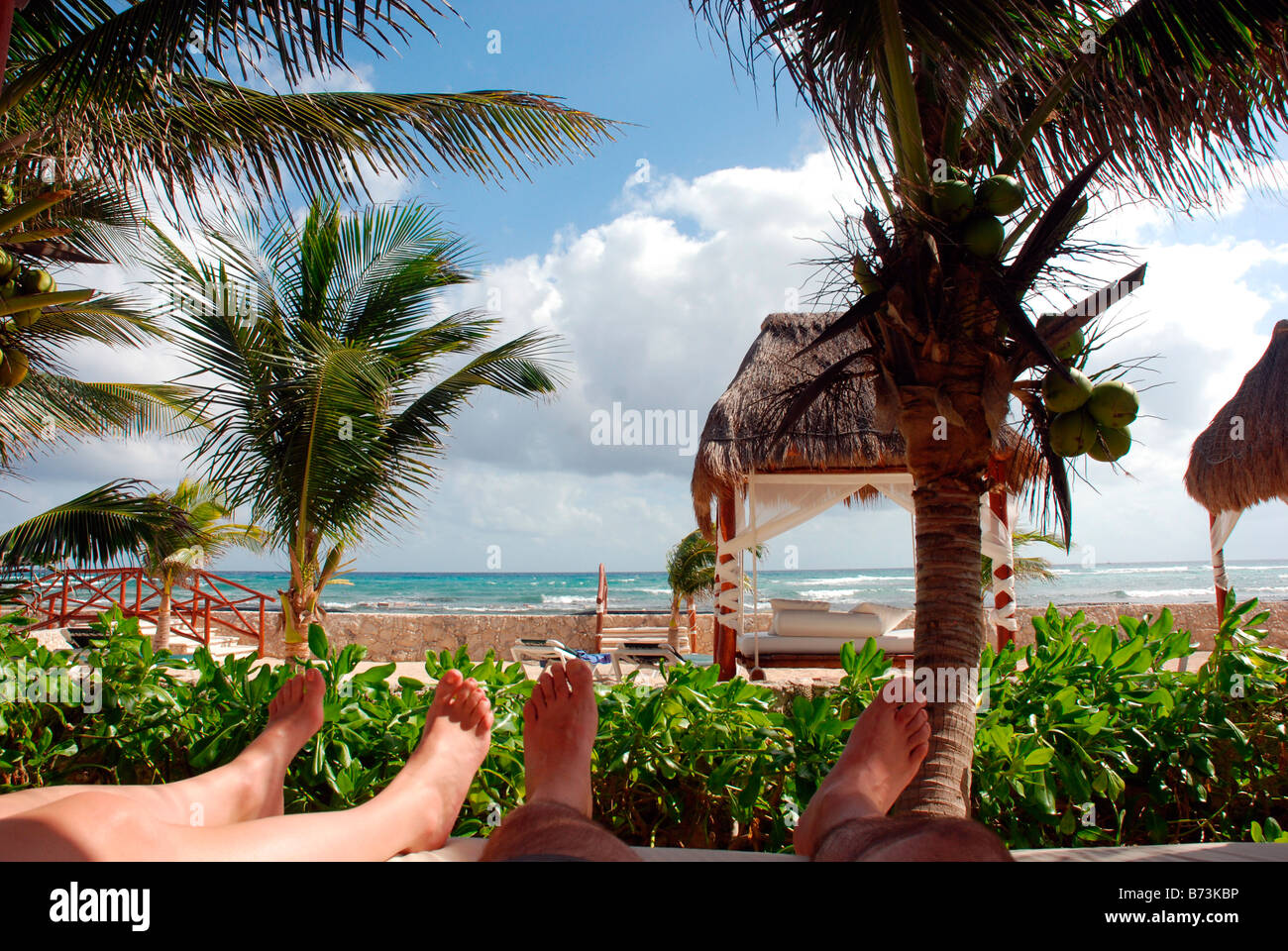 Relaxing in a resort at Riviera Maya near Cancun Mexico Stock Photo - Alamy